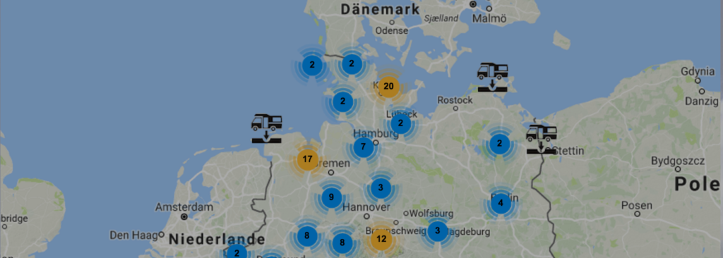 Übersichtskarte der Ver- und Entsorgungsstationen - Felice on Tour